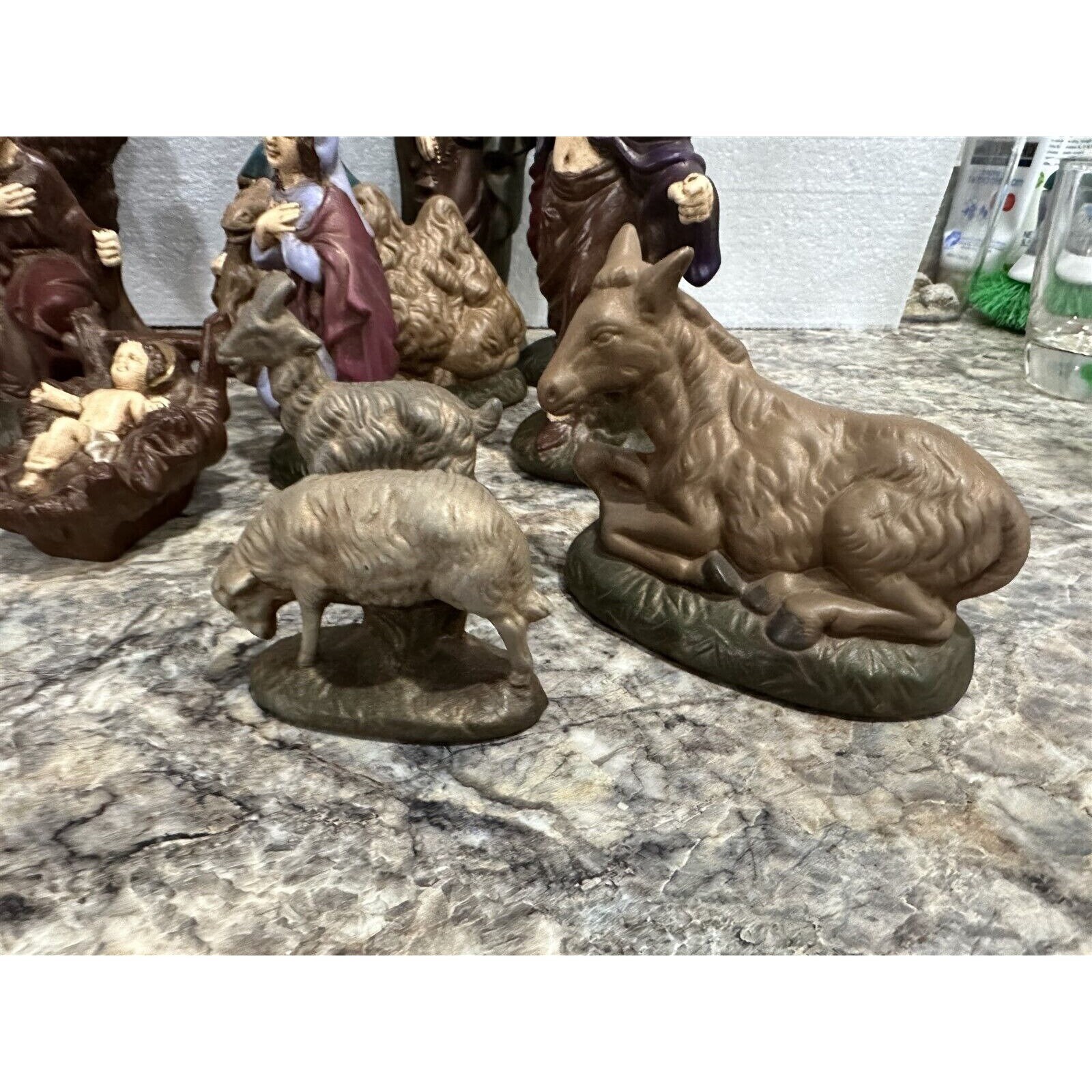 Vintage Atlantic Mold Ceramic Nativity Figures 17 Pieces Darker Colors ...