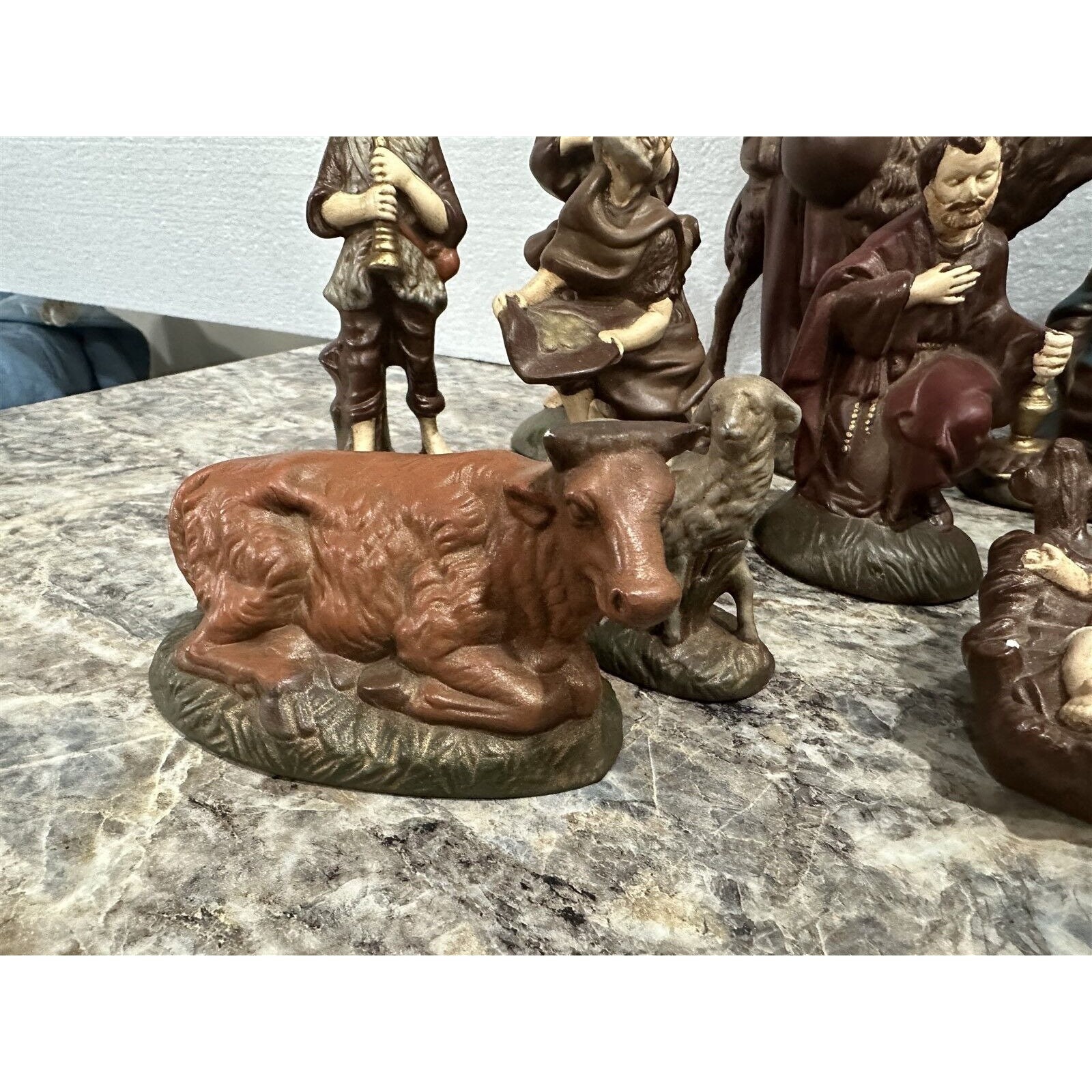 Vintage Atlantic Mold Ceramic Nativity Figures 17 Pieces Darker Colors ...