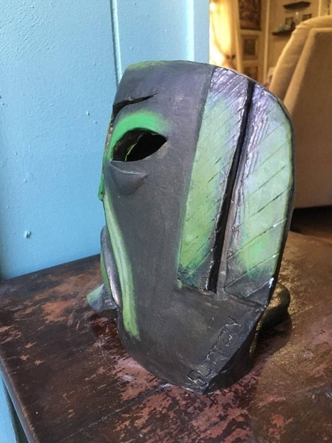 Handmade Pottery Mask Tiki Face Candleholder/sculpture Green - Etsy