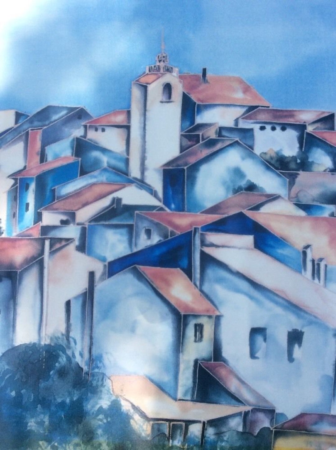 Ahrweiler Print German Cubist Cityscape Rooftops Signed Printed in ...