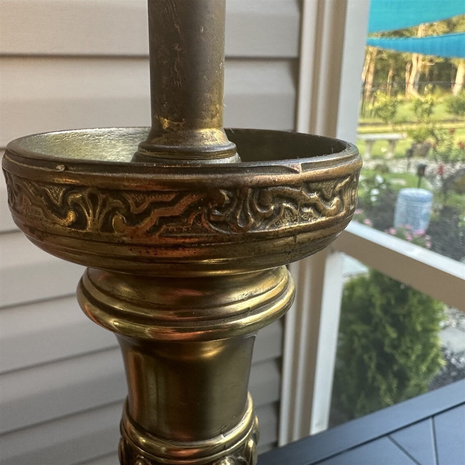 Mid Century Ornate Metal Brass Table Lamp Vintage Maximalist Hollywood ...