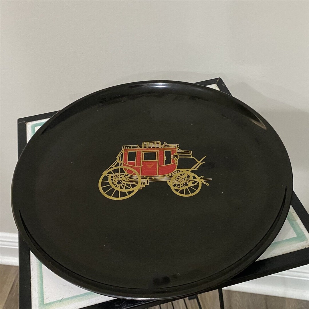 COUROC Wells Fargo STAGECOACH Plate Vintage Wood and Brass Inlay - Etsy