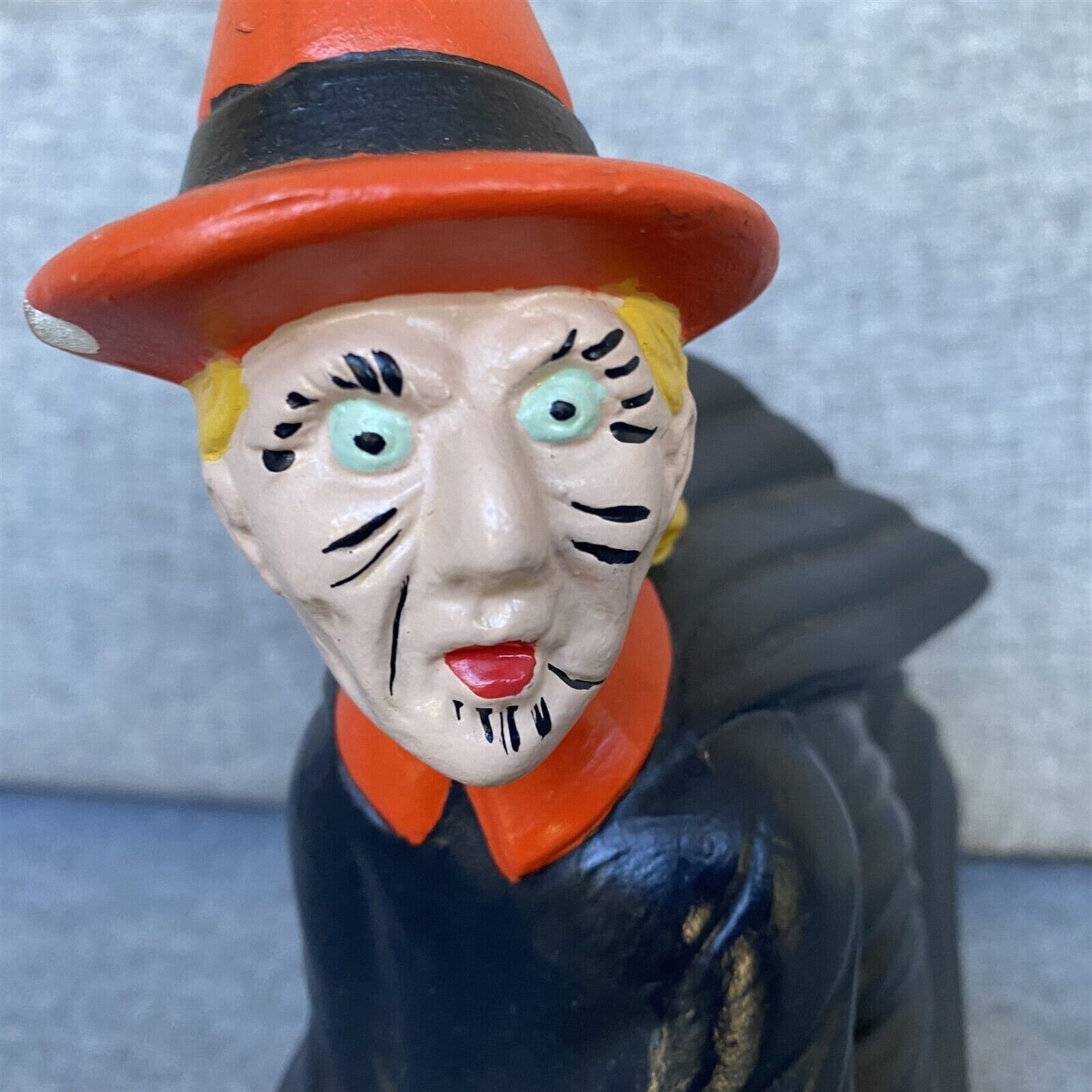 Vintage Flying Witch On Broom Halloween Ceramic Figurine Etsy