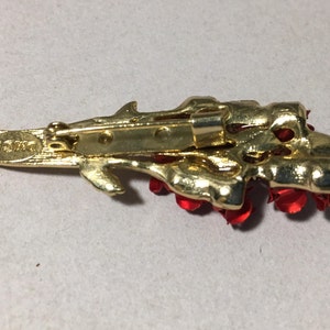 VTG Signed DM 97 Bouquet Dozen Long Stem Red Roses Flower Pin Brooch ...