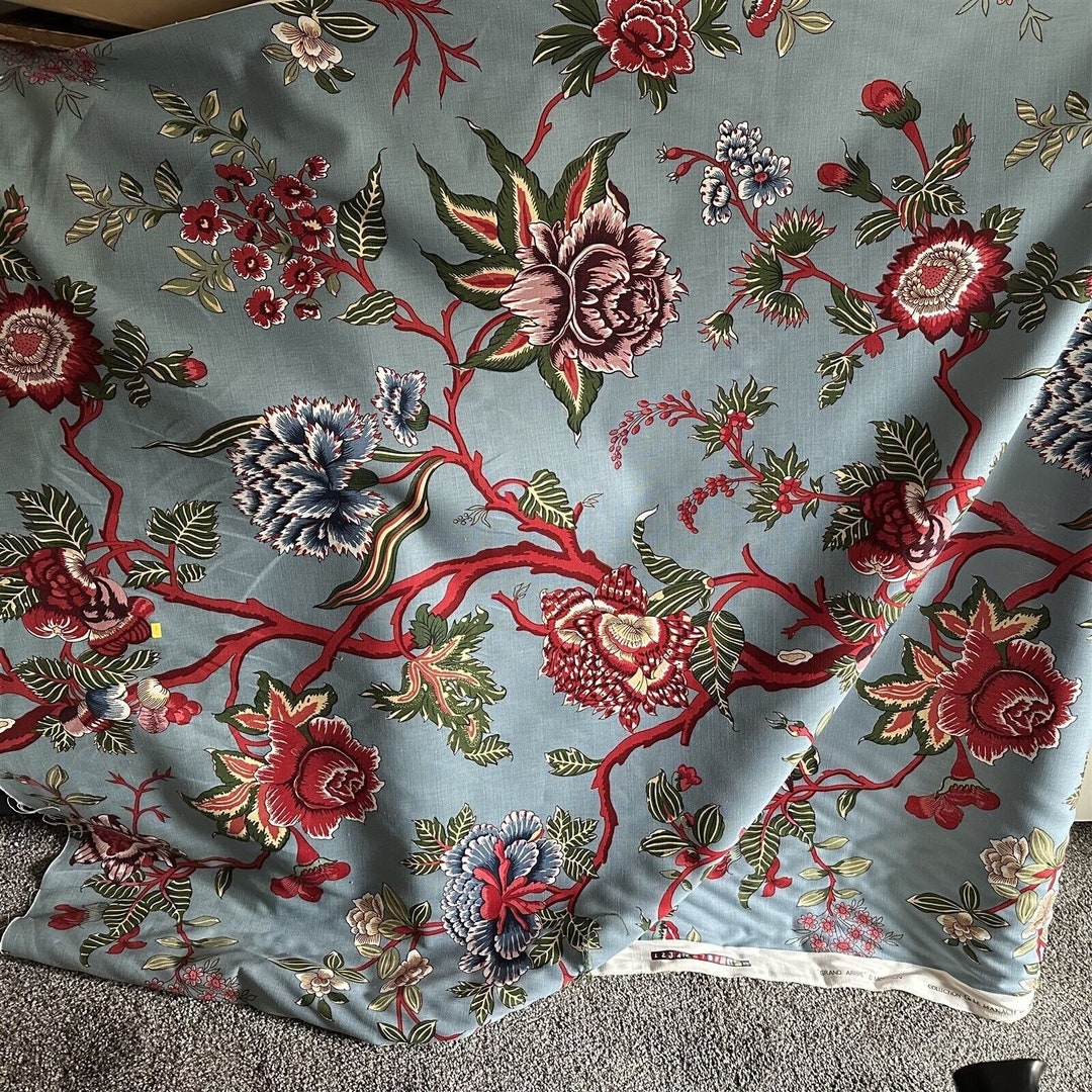 Brunswig and Fils Fabric Remnant G Le Manch Grand Arbre 1994 Floral ...