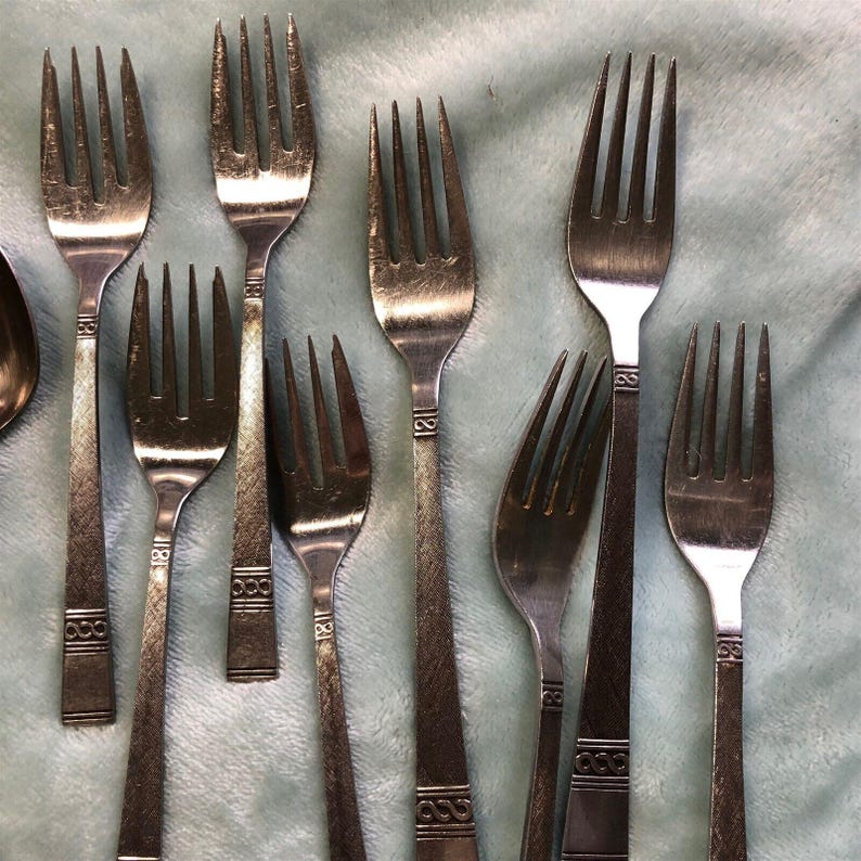 Vintage IIC Imperial Stainless Flatware Lot Japan Mid Century Scroll ...