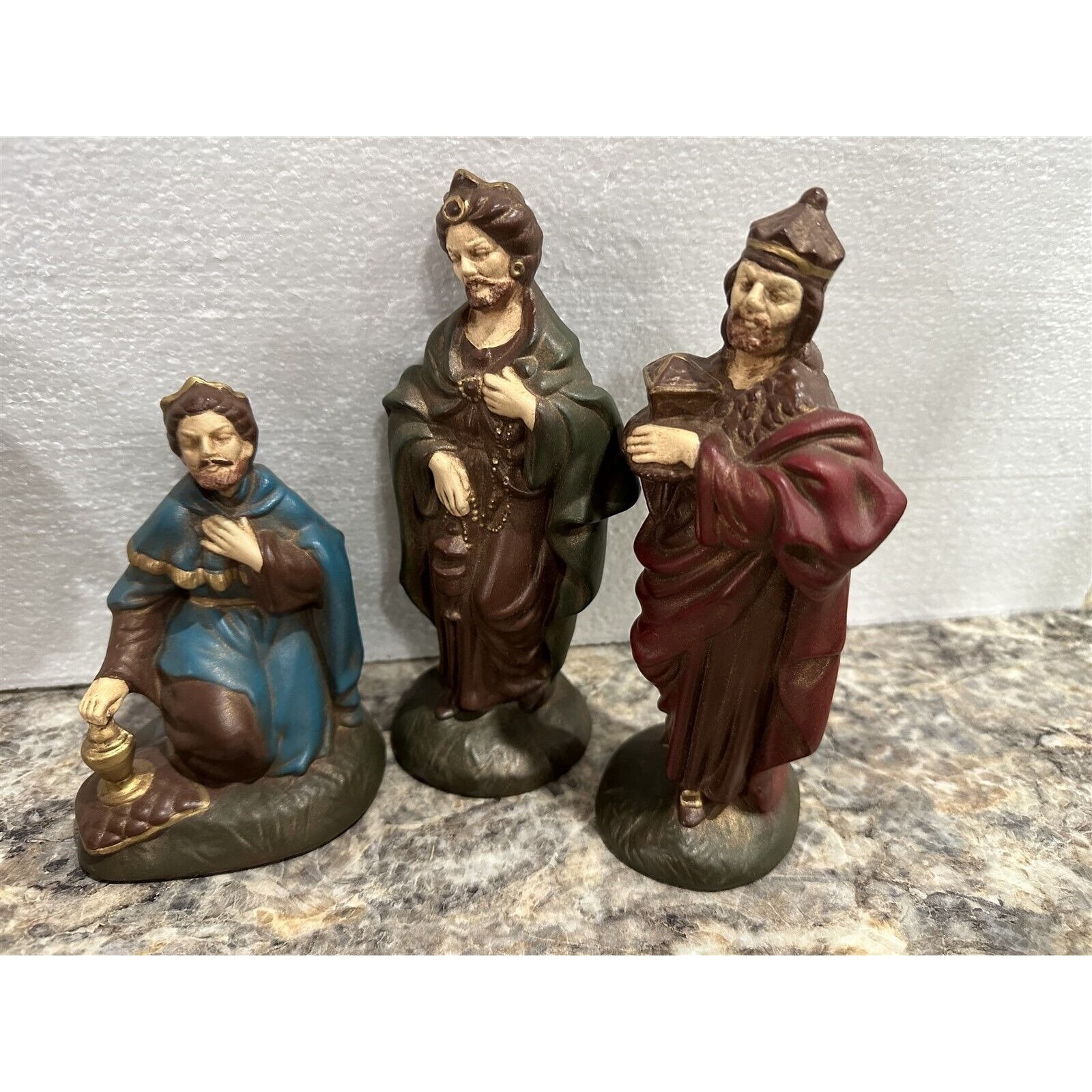 Vintage Atlantic Mold Ceramic Nativity Figures 17 Pieces Darker Colors ...