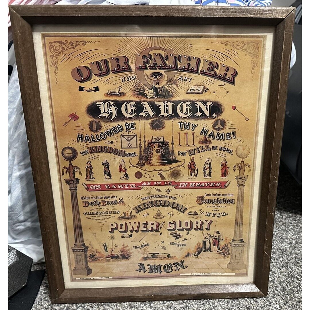 Vintage Masonic Lords Prayer Lithograph Print Framed 12 X 15 - Etsy