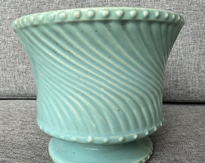 Vintage MCCOY POTTERY Pedestal Planter Jardiniere Blue Turquoise Aqua ...
