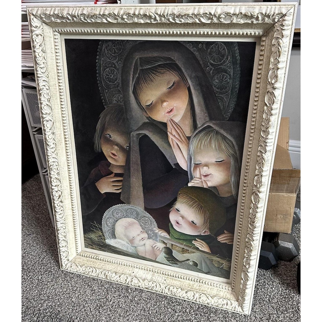 Juan Ferrandiz Castells Vintage Framed Art "holy Night Adoration ...