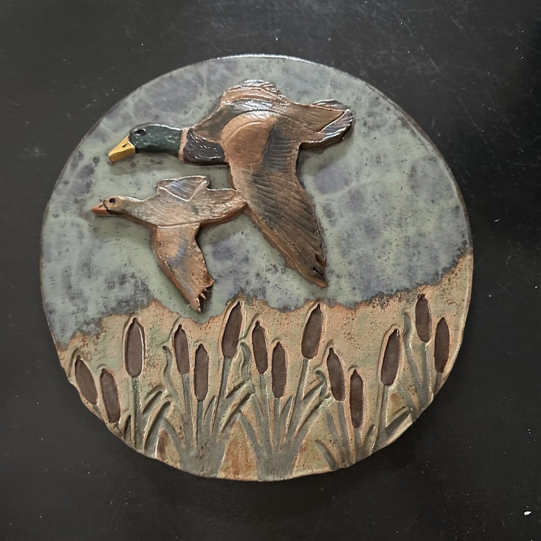 Vintage Duck Mallard Pottery Handcrafted Studio Plate 3D Display Piece ...