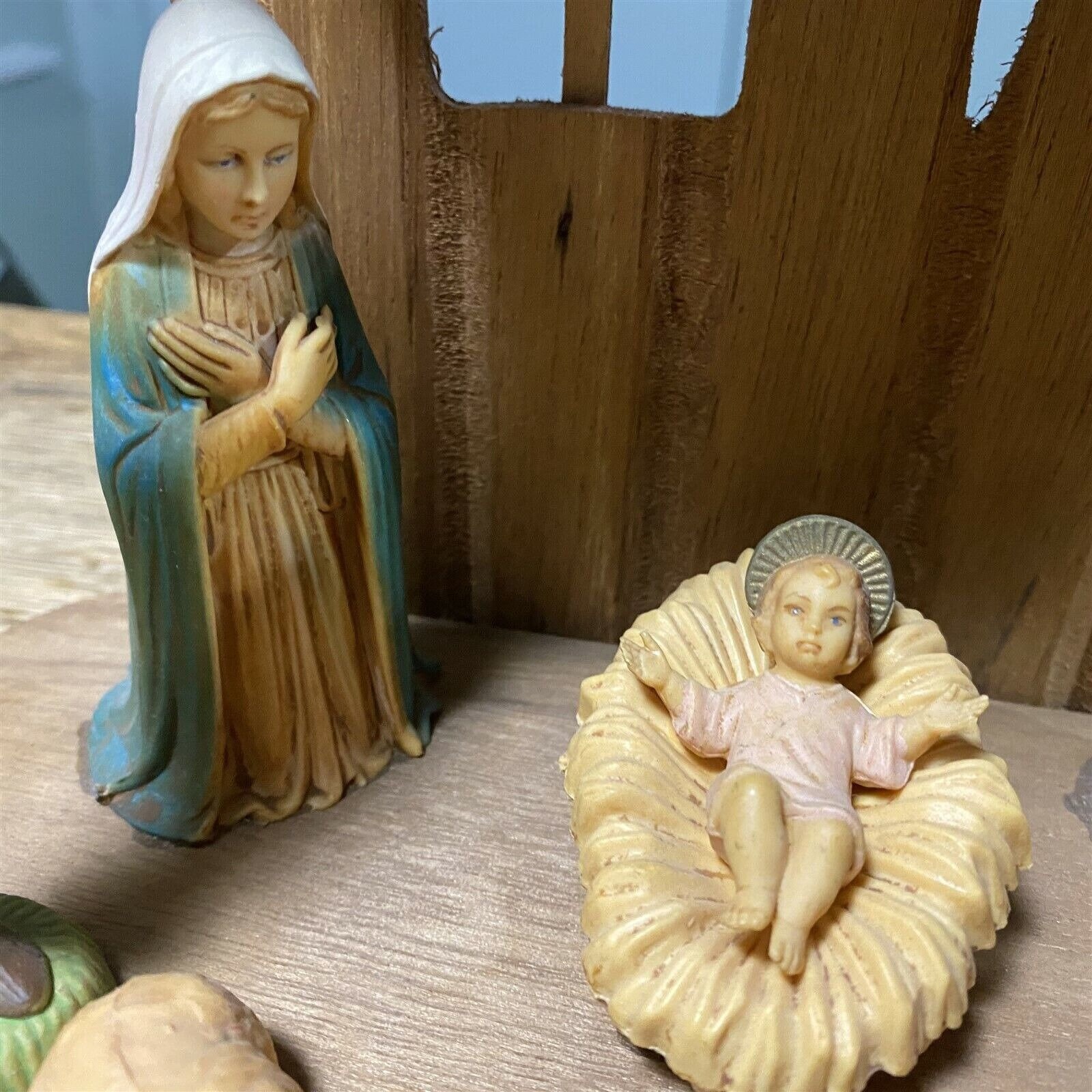 Vintage NATIVITY CRECHE MANGER Stable Mid Century Wood Rustic With ...