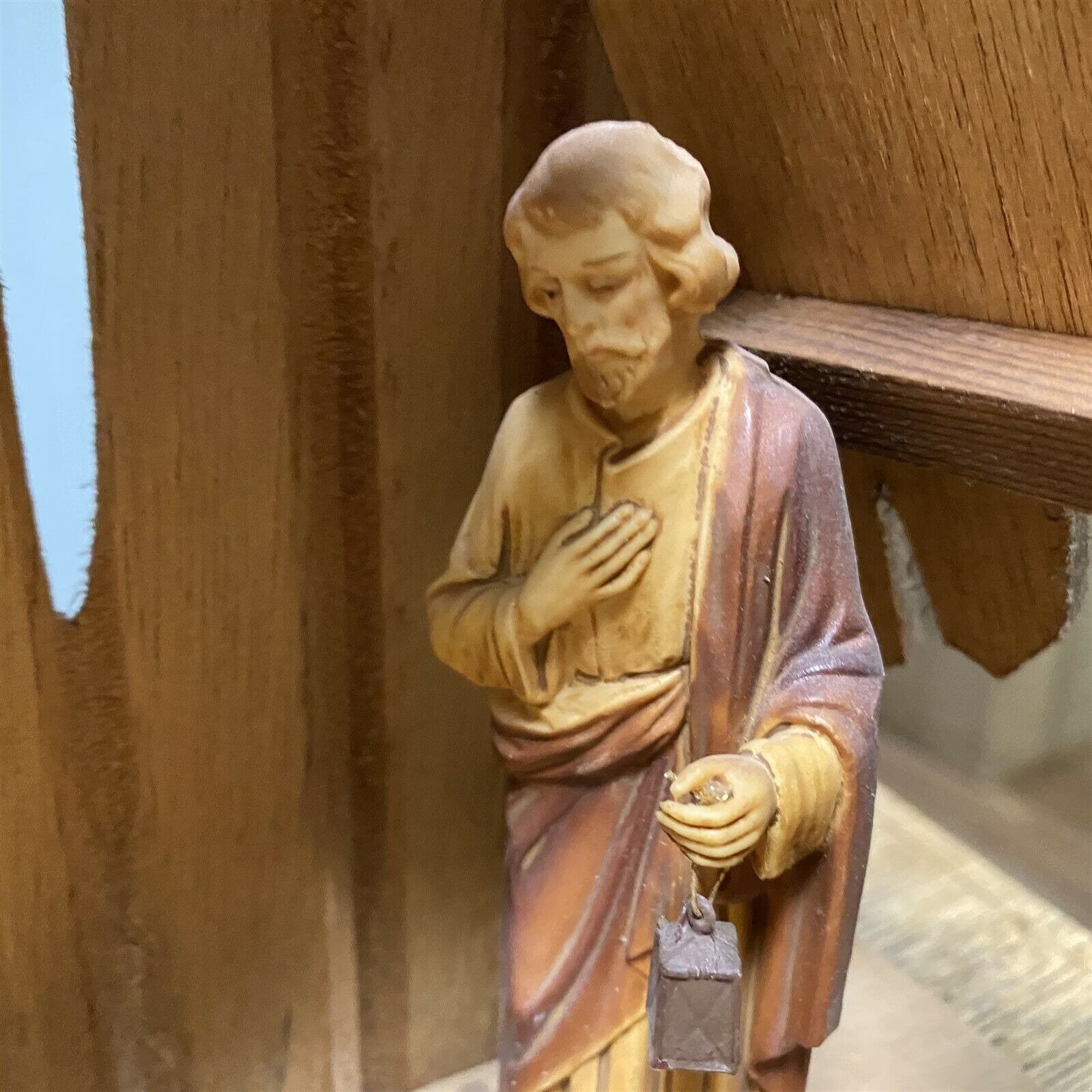 Vintage NATIVITY CRECHE MANGER Stable Mid Century Wood Rustic With ...