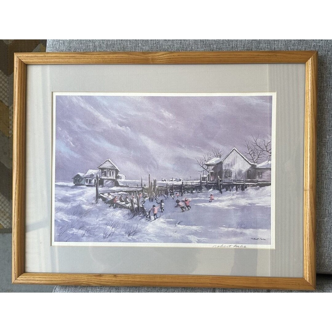 ROBERT FABE (1917-2004) December Day Signed Print Litho Matted Framed ...