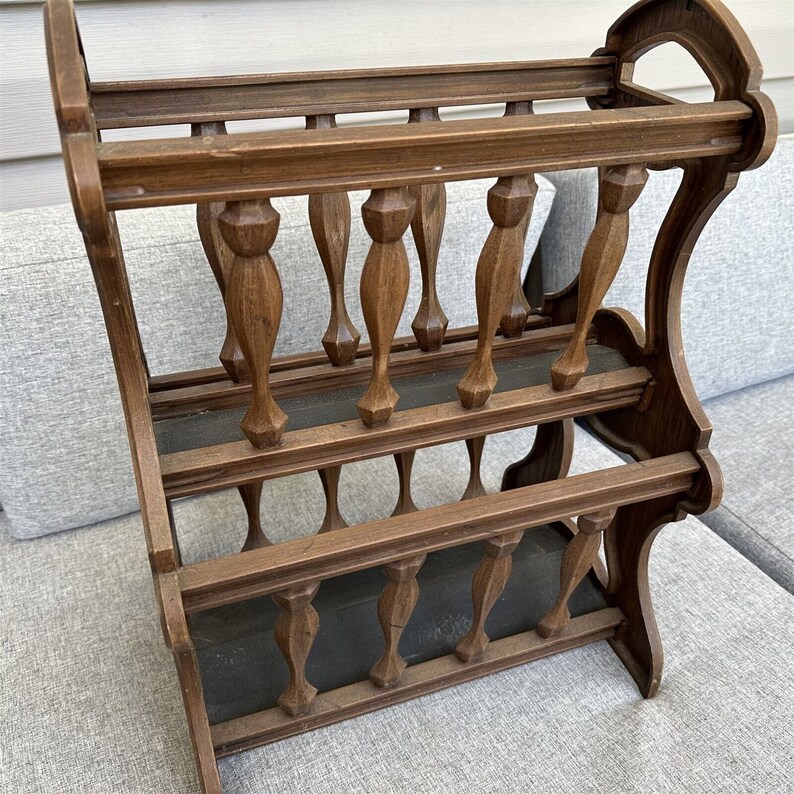 Vintage Wood Look Magazine Rack 2 Tier Spindle Plastic - Etsy