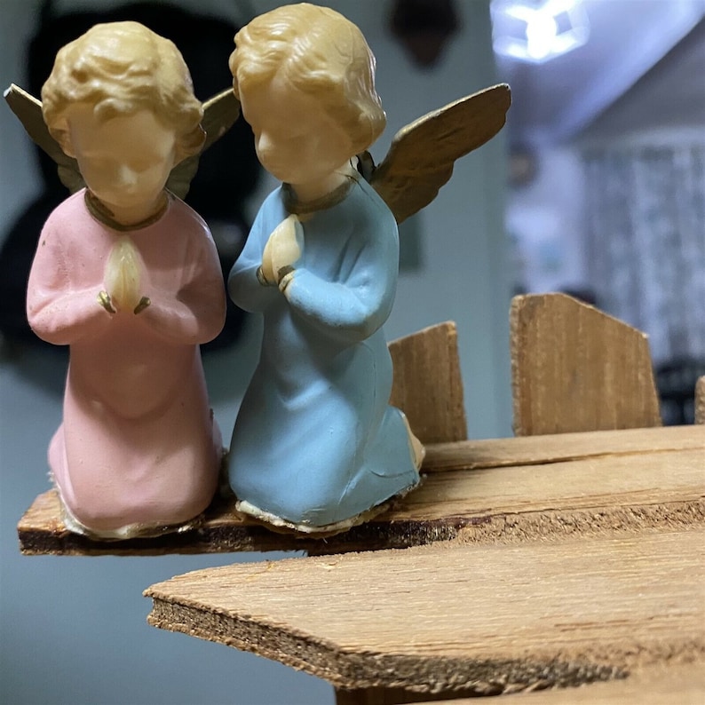 Vintage NATIVITY CRECHE MANGER Stable Mid Century Wood Rustic With ...