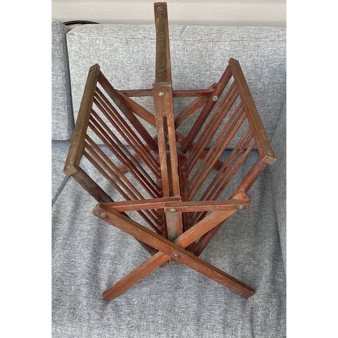 Mid Century Modern Magazine Rack Wood Folding Storage Craft Holder - Etsy