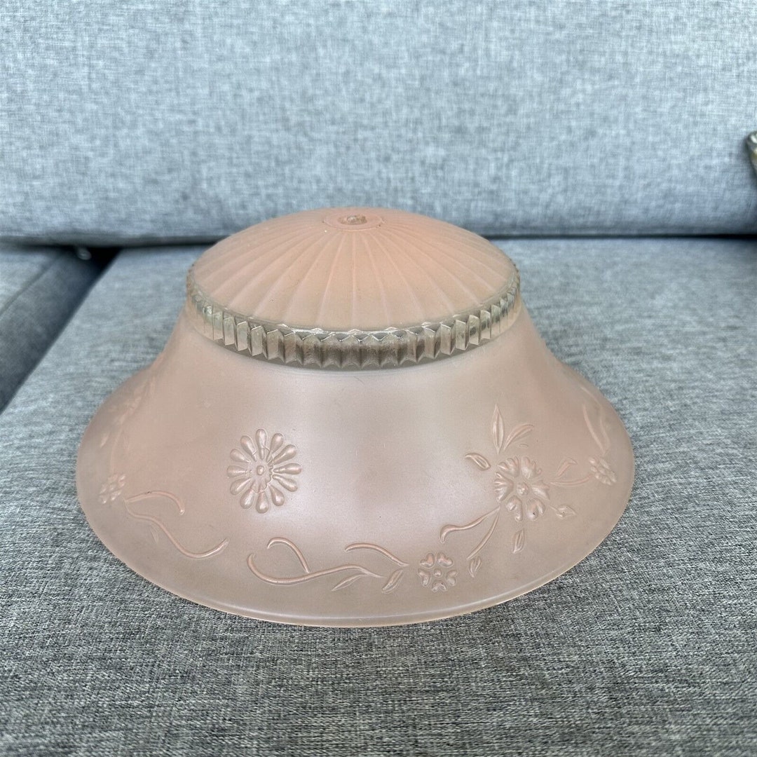 Vintage Ceiling Light Glass Shade ART NOUVEAU DECO Pink Clear Glass ...