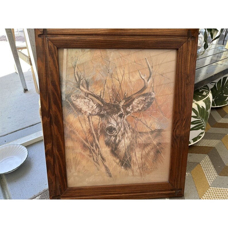 Vintage Framed Deer Buck Print the Silent Buck K Maroon 1978 Cabin ...