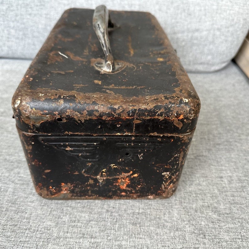 Vintage MACHINE AGE INDUSTRIAL Hot Rod Wings Embossed Metal Tool Box ...