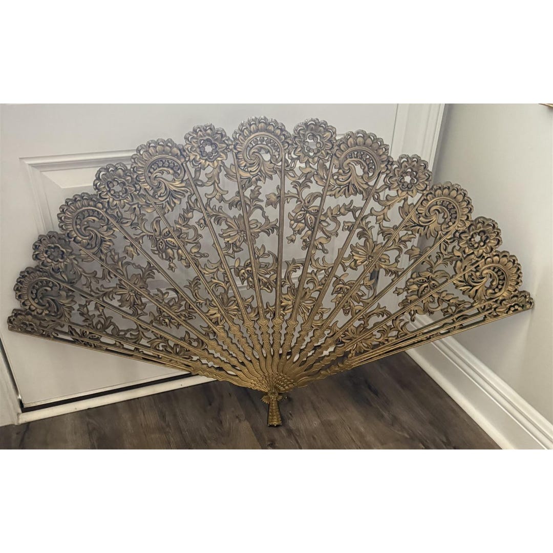 Large Vintage Burwood Wall Art Fan #4402 Gold Hollywood Regency Decor ...