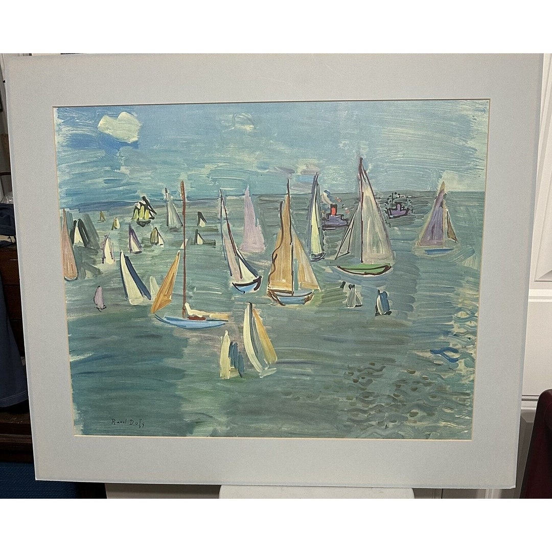 Raoul Dufy Print Sailboats Boating Nautical Fauvism Cubism Blue ...