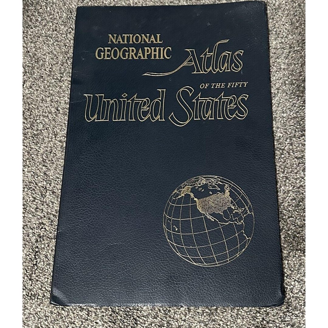 Vintage 1960 National Geographic Atlas of the United States, Xl Leather ...