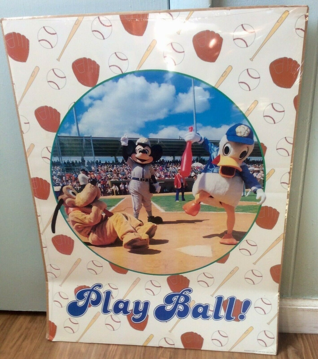 Vintage Disney Poster Mickey Donald Pluto Baseball Poster Impact Play ...