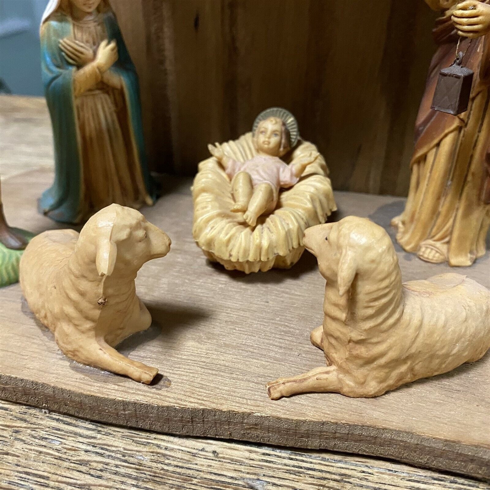 Vintage NATIVITY CRECHE MANGER Stable Mid Century Wood Rustic With ...