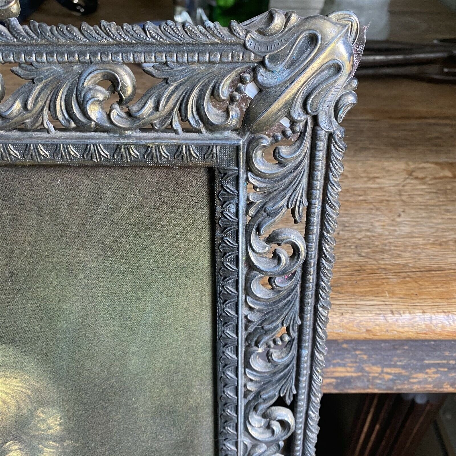 Infant Samuel in Prayer Metal Frame Vintage Print Praying Convex Glass ...