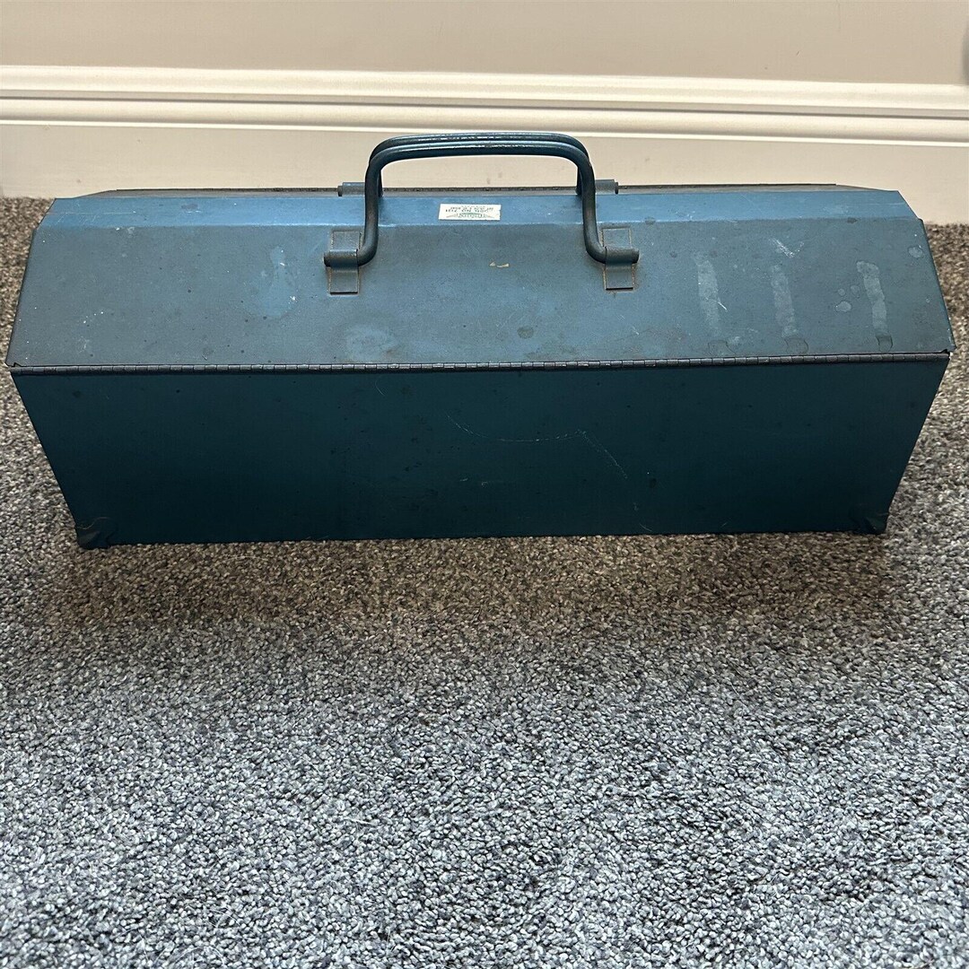 Vintage Union Model 7121 Steel Toolbox Tool Chest Blue Teal Heavy Made ...
