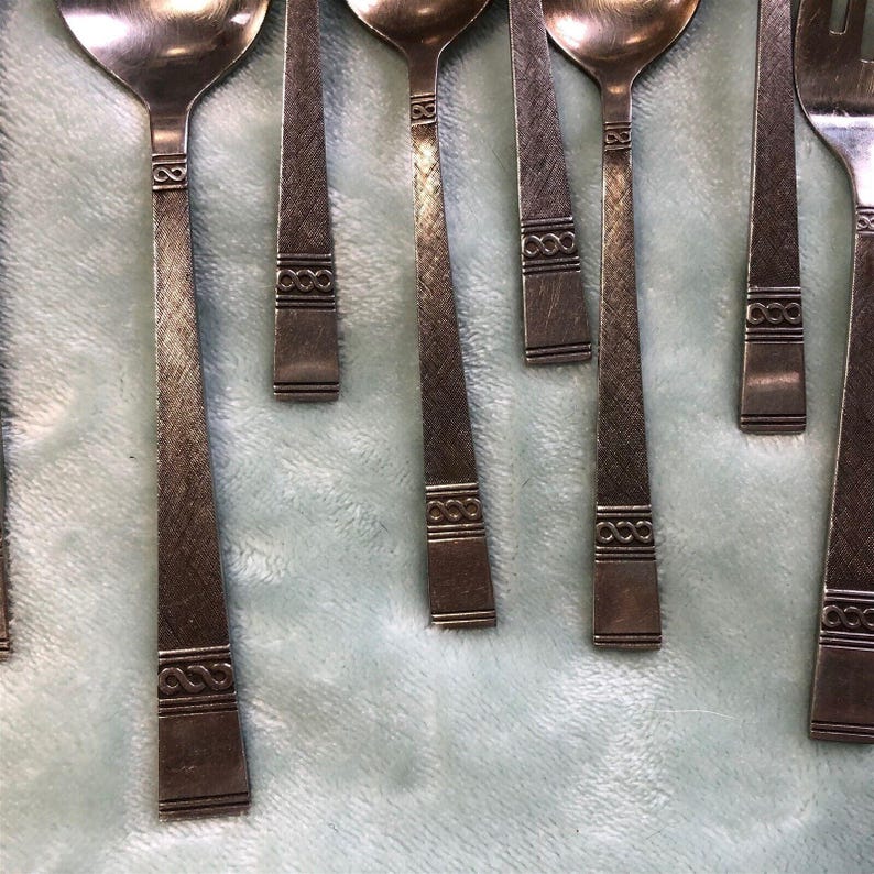 Vintage IIC Imperial Stainless Flatware Lot Japan Mid Century Scroll ...