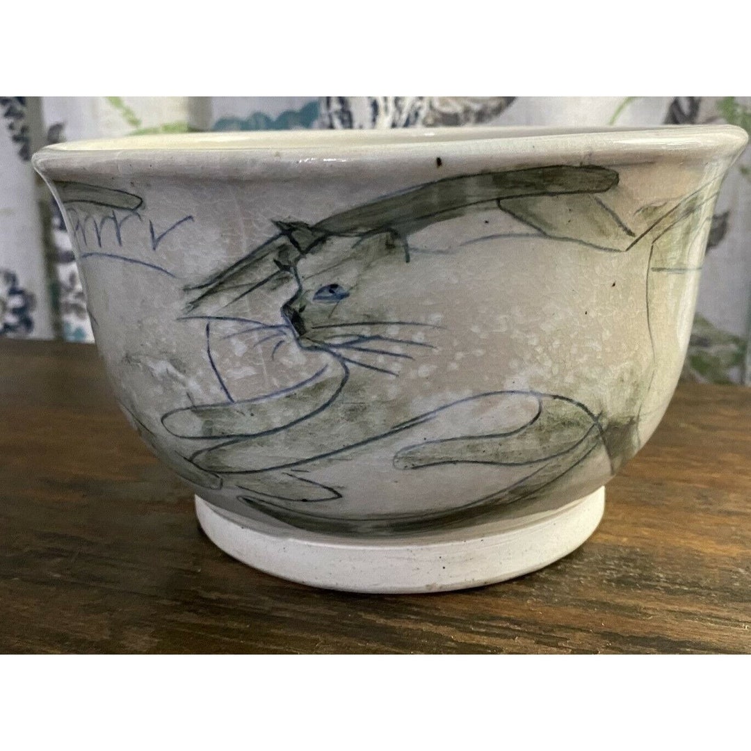Roth Pottery Bowl Studio Signed Cat Kitten Glaze Around Signed - Etsy