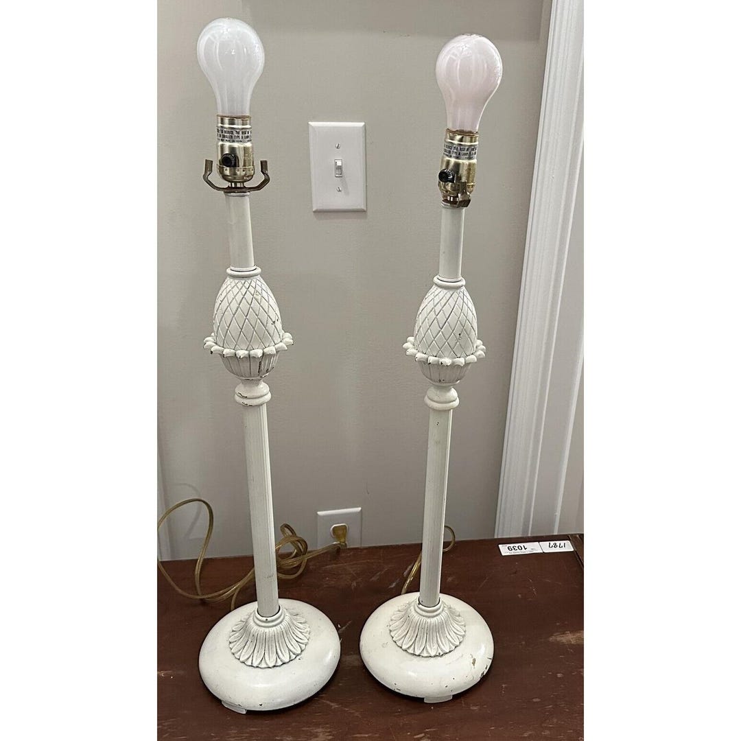 Berman Table Lamp Buffet Lamp Candlestick White Pineapple Art Nouveau ...