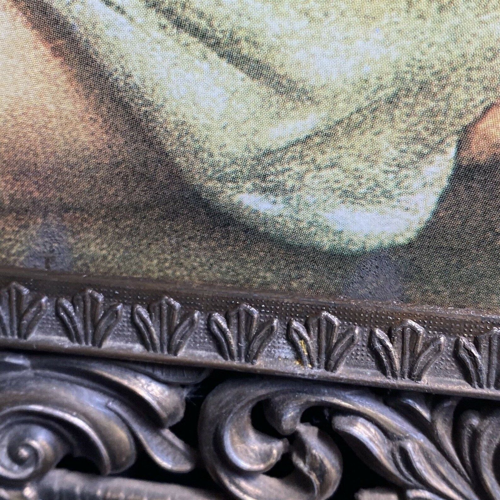 Infant Samuel in Prayer Metal Frame Vintage Print Praying Convex Glass ...