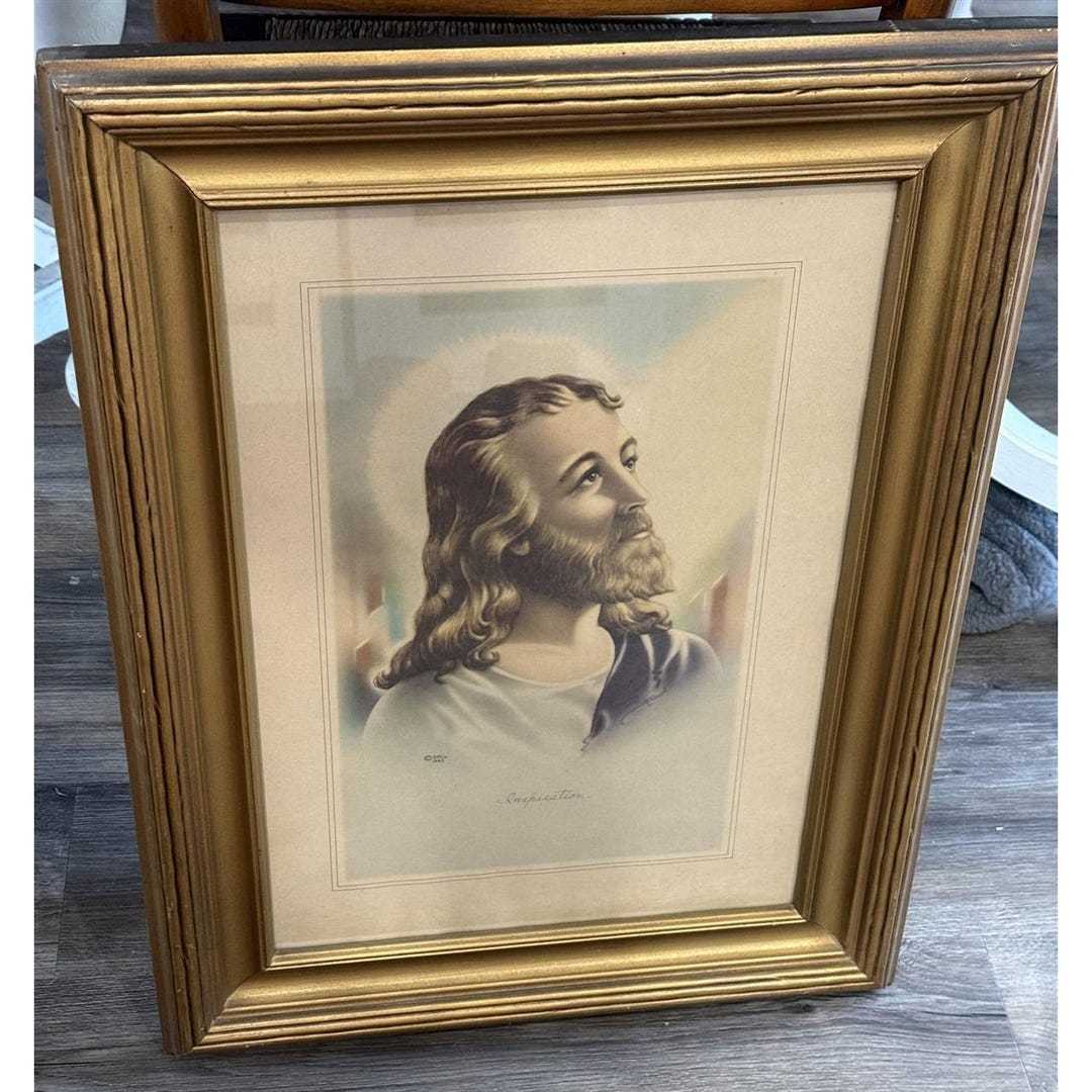 Vintage 1942 Jesus Christ Portrait Sp Co Inspiration Mcconnell Framed ...