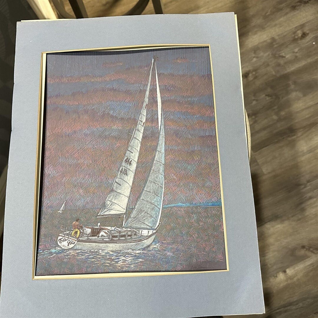 Ed Olbon Watercolor Painting Sailing Sailboat Tres Jolie Signed - Etsy