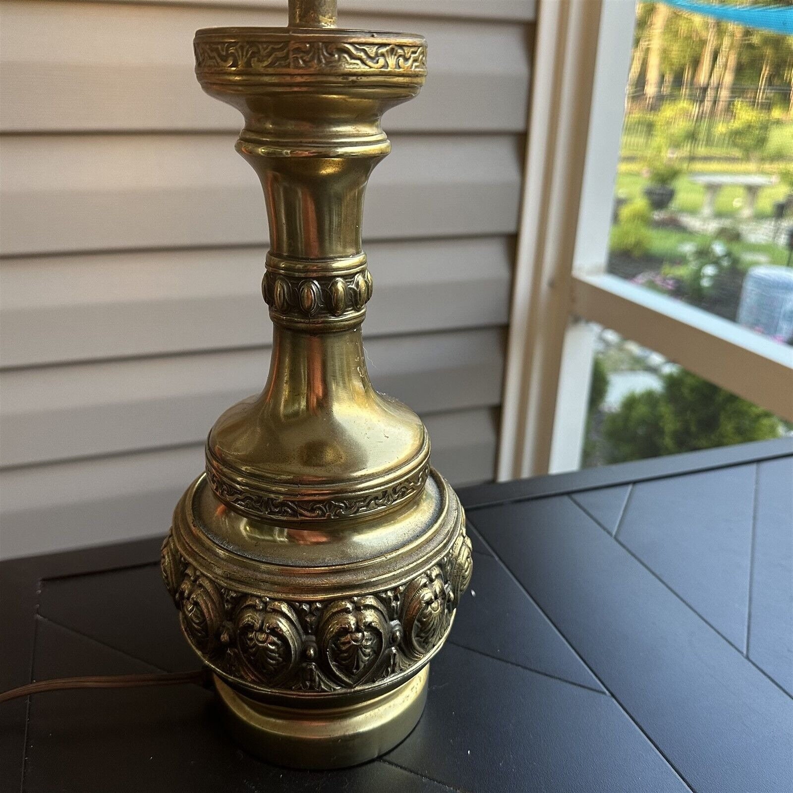 Mid Century Ornate Metal Brass Table Lamp Vintage Maximalist Hollywood ...