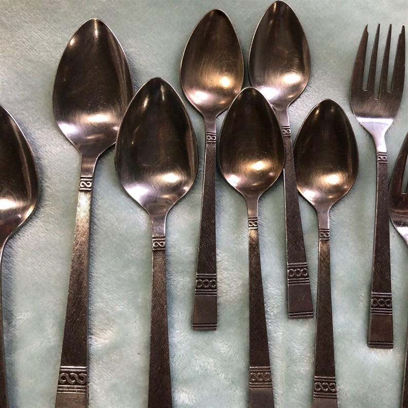 Vintage IIC Imperial Stainless Flatware Lot Japan Mid Century Scroll ...
