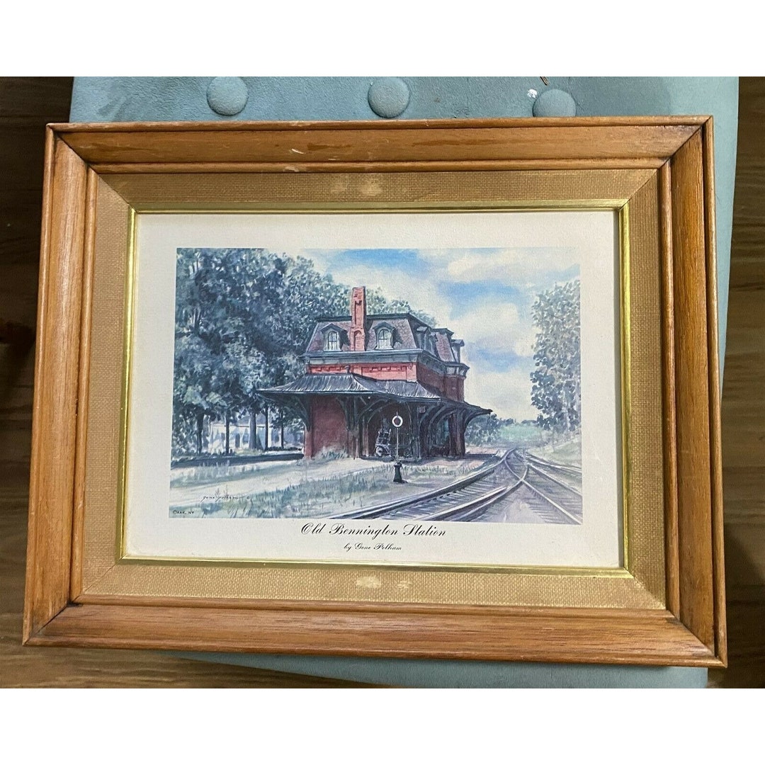 Vintage Gene Pelham Railroad Station Framed Print Bennington Vermont ...