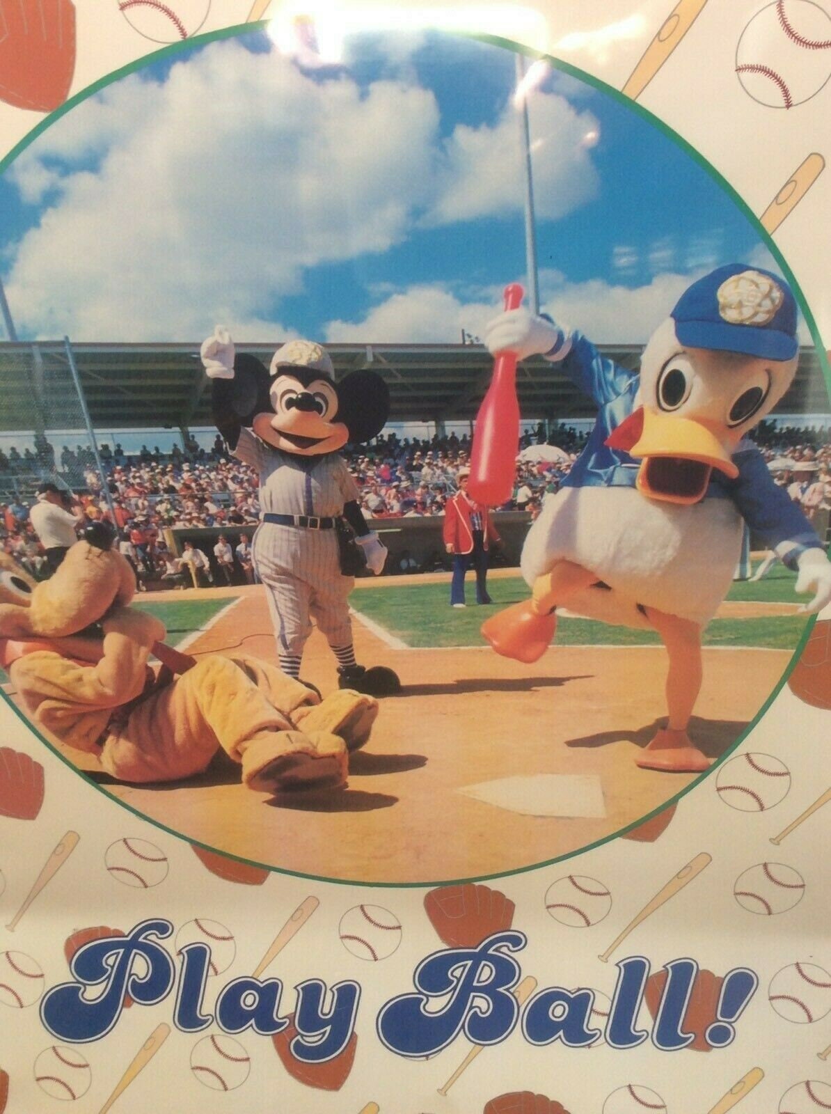 Vintage Disney Poster Mickey Donald Pluto Baseball Poster Impact Play ...