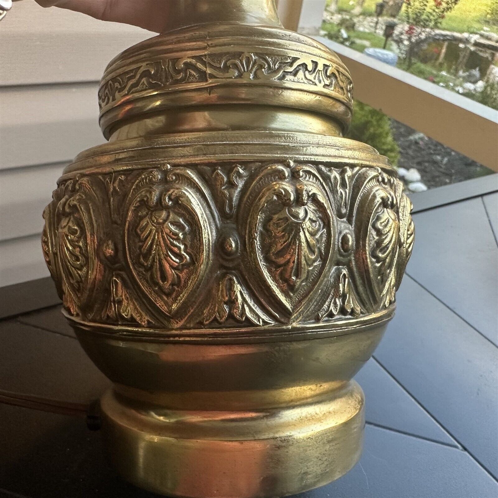 Mid Century Ornate Metal Brass Table Lamp Vintage Maximalist Hollywood ...