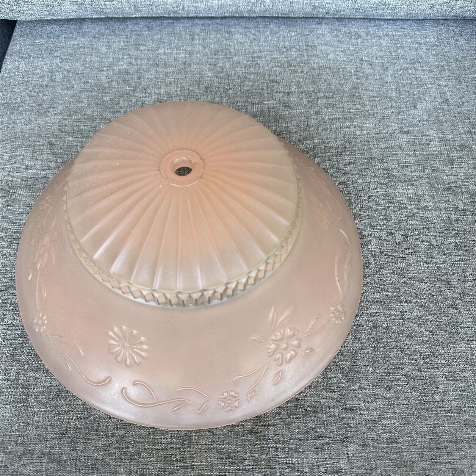 Vintage Ceiling Light Glass Shade ART NOUVEAU DECO Pink Clear Glass ...