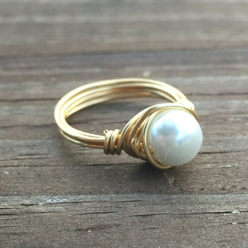 Handmade 3 Pearls Ring Gold or Silver Wrapped Wire Ring 14k | Etsy