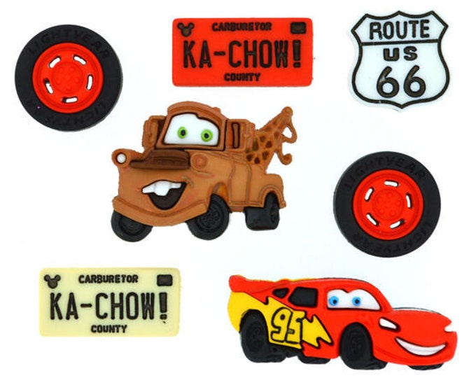 Disney Pixar Cars TM Buttons, Lightning Mcqueen TM, Tow Mater TM, Route ...