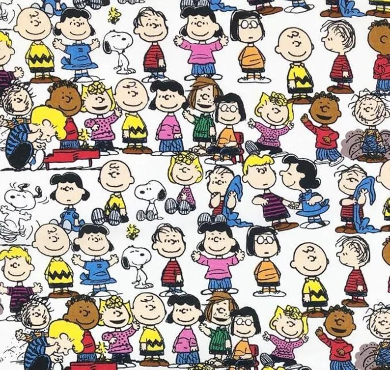 4 Peanuts (tm) Cotton Remnants, Snoopy (tm) Fabric, Woodstock (tm ...