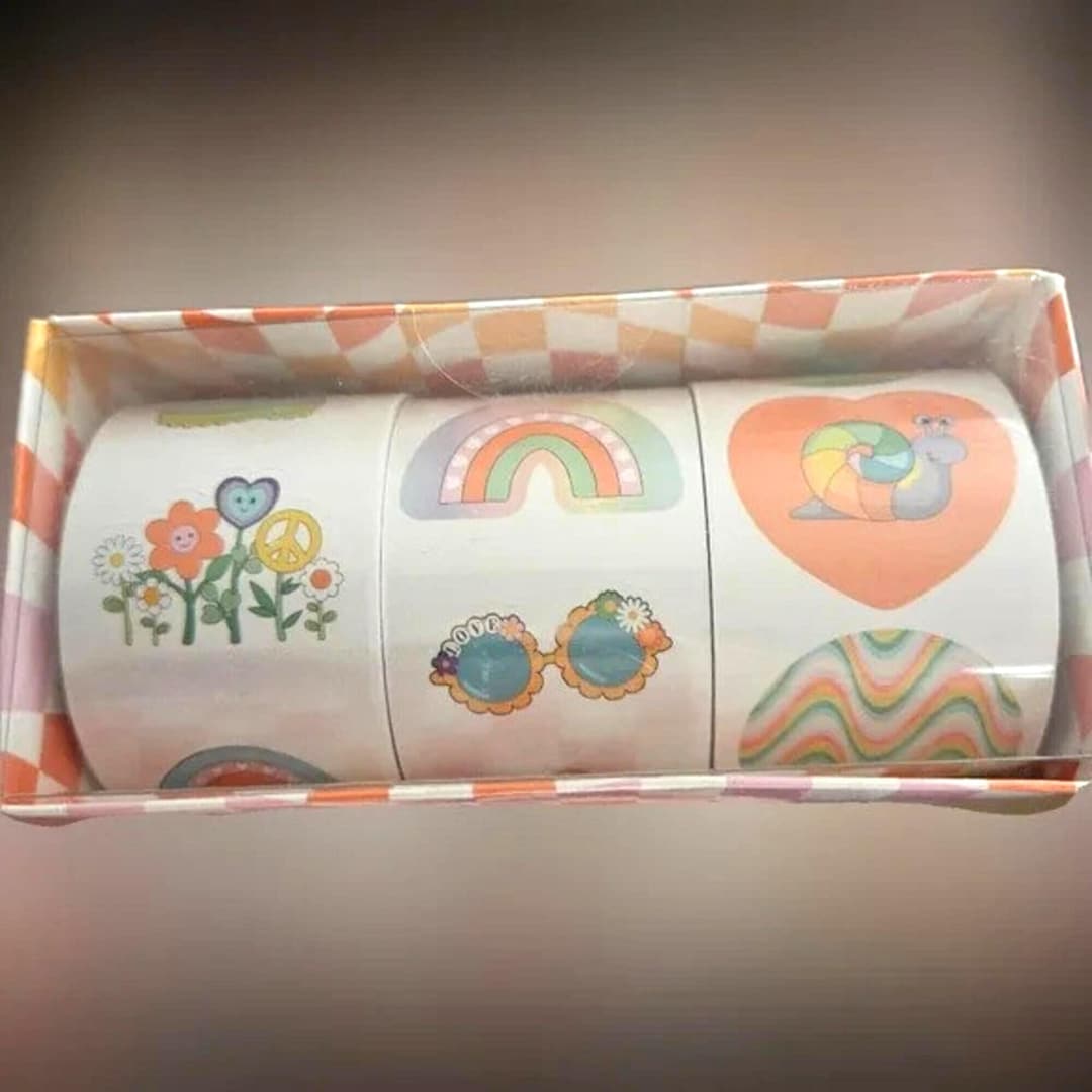 Box of 3 Sticker Rolls, Michaels Fab Finds, NIP Retro Hippie Stationery ...