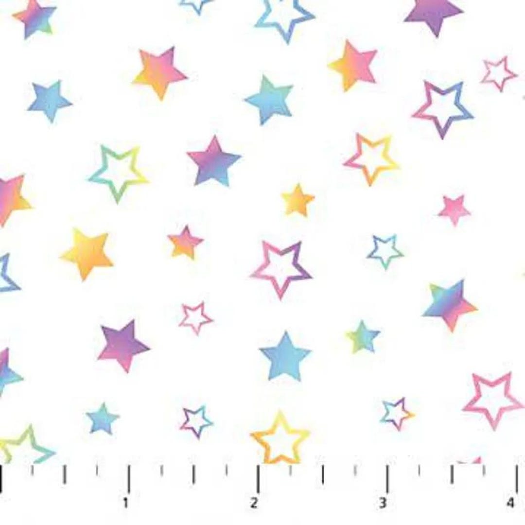 Pastel Rainbow Star Fabric, OOP Cotton, One Half Yard Only, Northcott ...