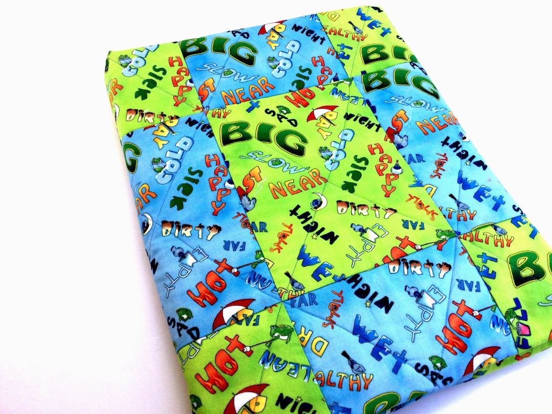 Opposite Words Baby Quilt: Blue & Green Gender Neutral Blanket - Etsy