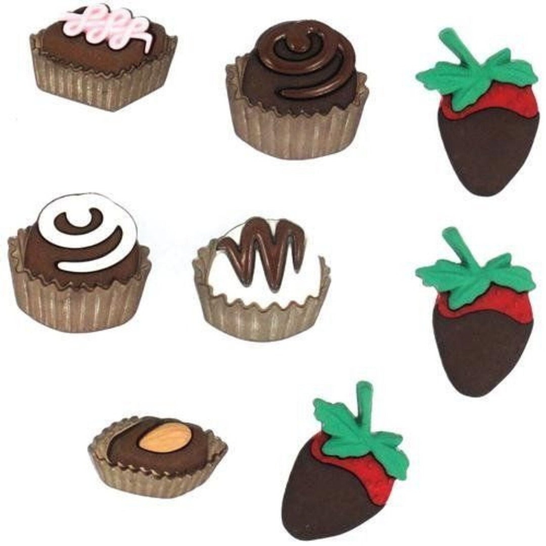 Chocolate Candy Plastic Shank Buttons: Strawberry & Truffle Set - Etsy